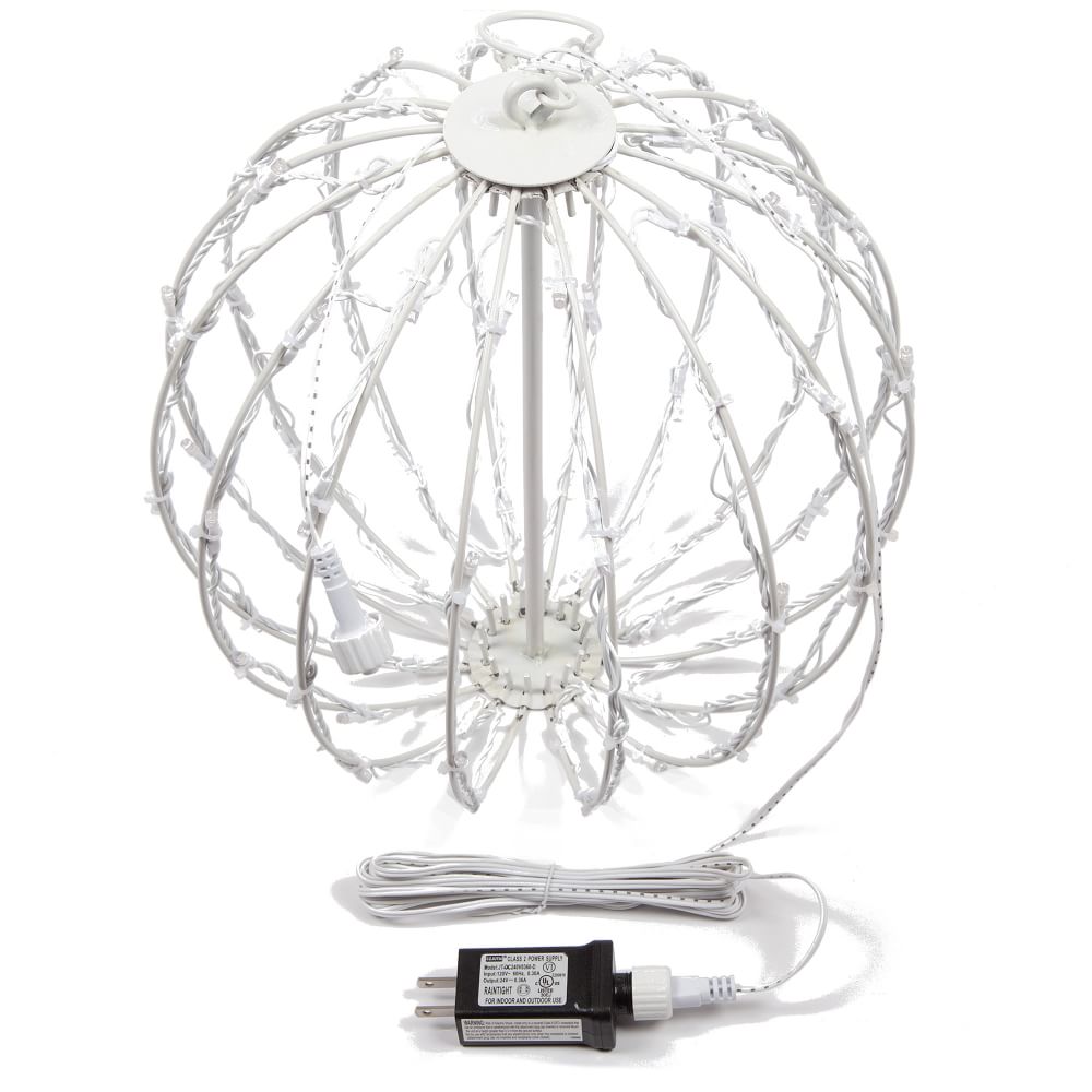 Cool White LED Ball With White Frame | Pottery Barn