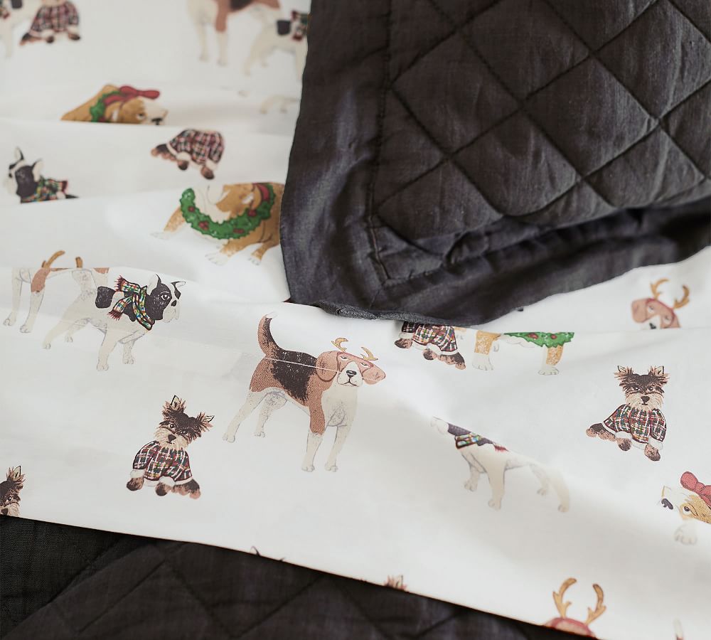Festive Dog Organic Cotton Sheet Set | Pottery Barn
