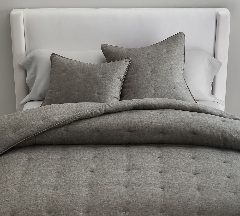 Belgian Flax Linen Comforter - White | Pottery Barn