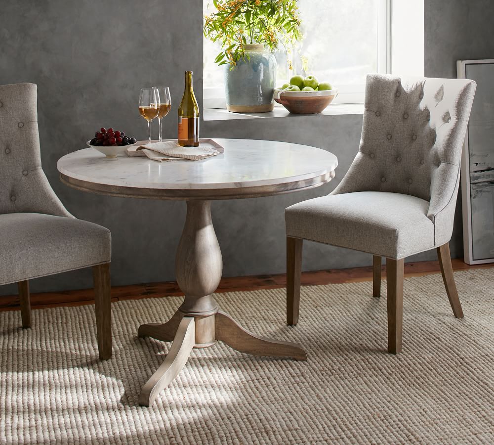 Alexandra Round Marble Pedestal Dining Table | Pottery Barn