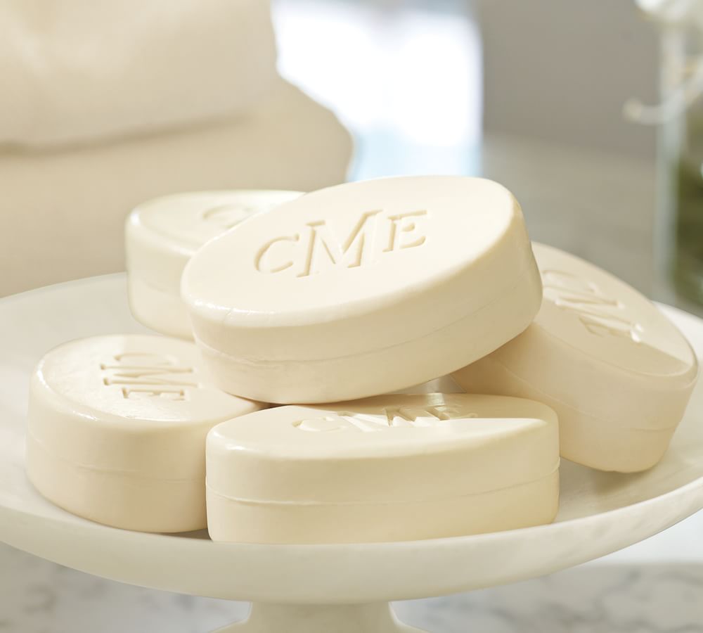 Monogrammed Paperwhite Oval Soap Set | Pottery Barn