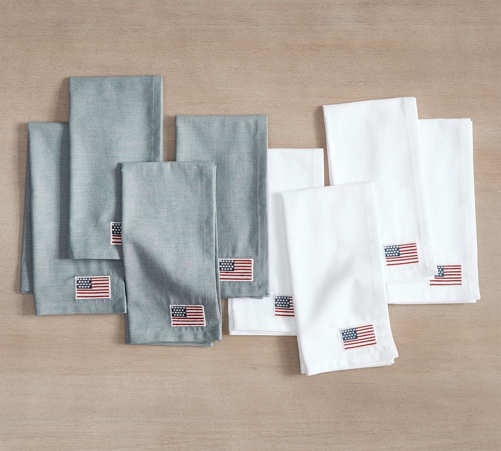 American Flag Solid Cotton/Linen Napkins - Set of 4 | Pottery Barn