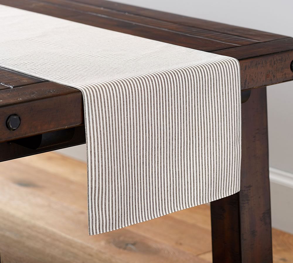 Wheaton Striped Linen/Cotton Table Runner | Pottery Barn