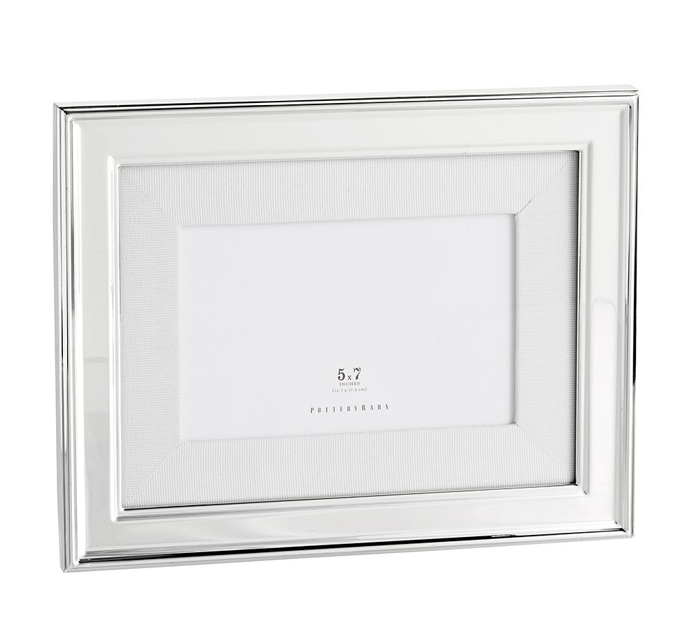 Personalized Silver-Plated Grosgrain Ribbon Mat Frame - White | Pottery ...