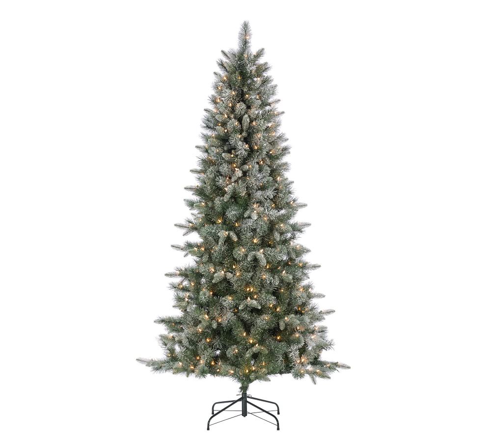 Pre-Lit Flocked Glitter Artificial Christmas Tree - 7ft | Pottery Barn