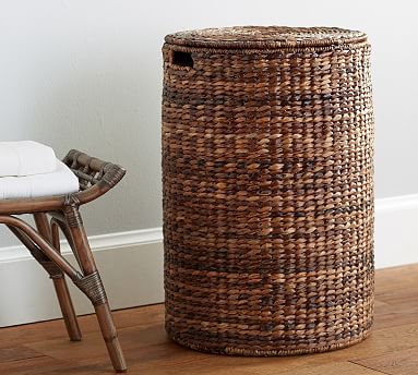 White Perry Round Laundry Hamper | Pottery Barn