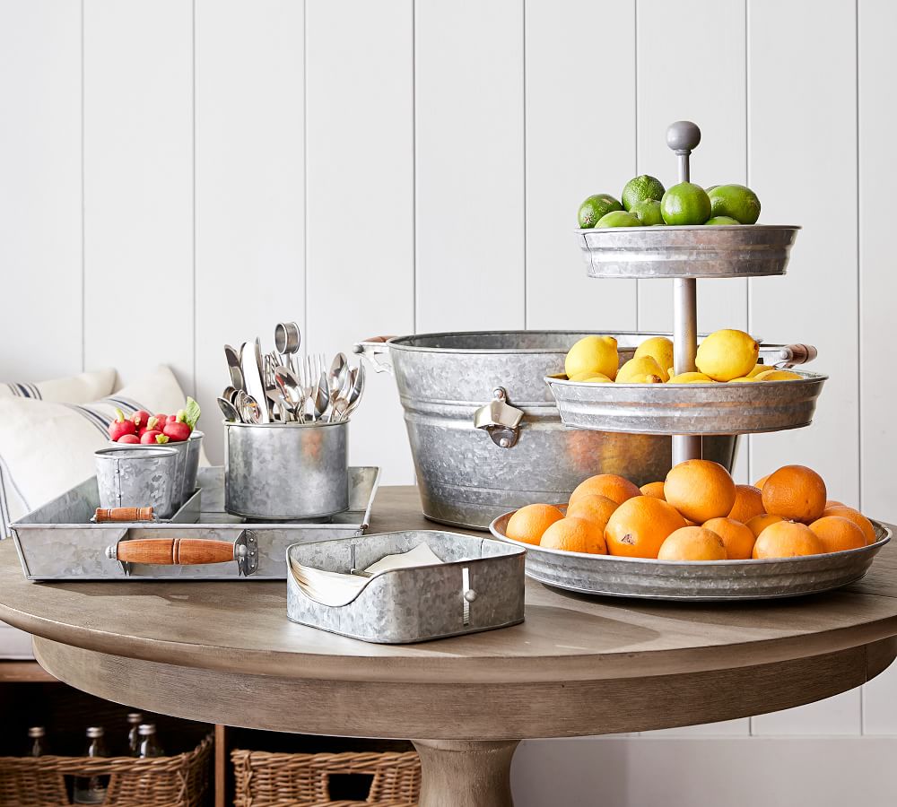 Galvanized Metal Three Tiered Stand | Pottery Barn