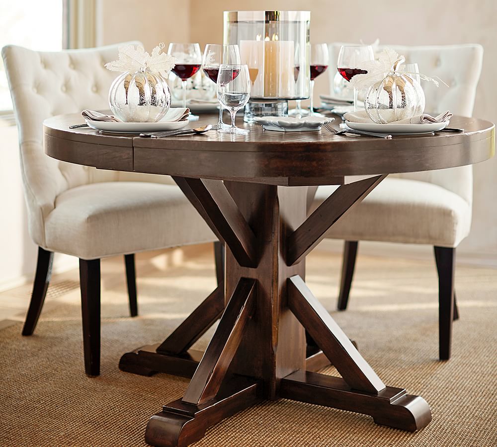 Benchwright Round Pedestal Extending Dining Table | Pottery Barn