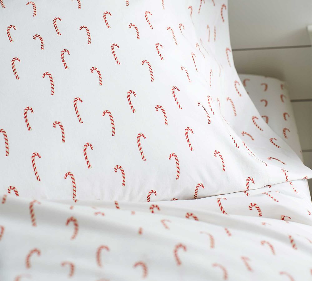 Candy Cane Organic Cotton Sheet Set | Pottery Barn