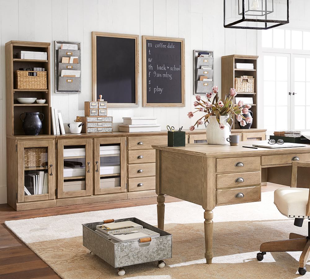Printer's 128" x 69.5" Bookcase Towers with Cabinets | Pottery Barn
