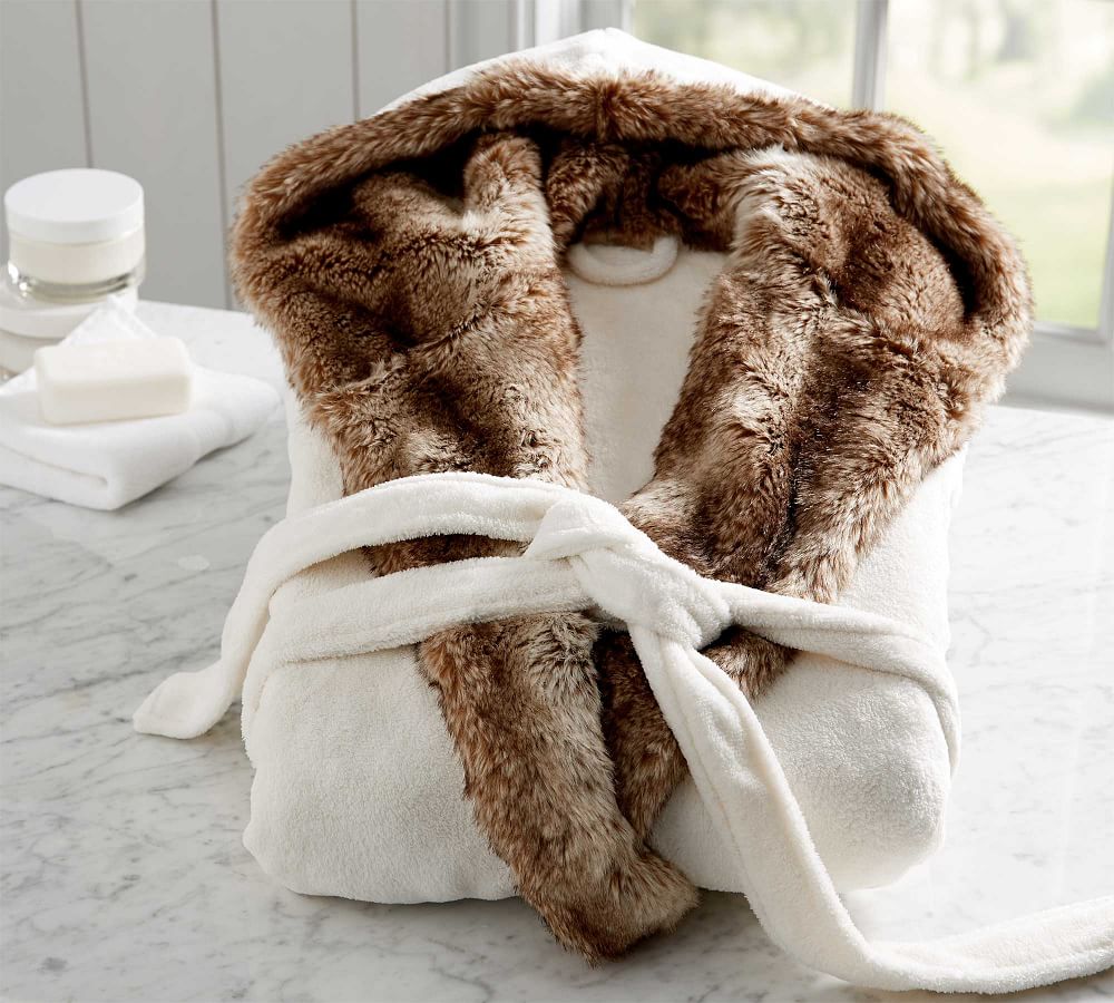 Caramel Ombre Faux Fur Bathrobe | Pottery Barn