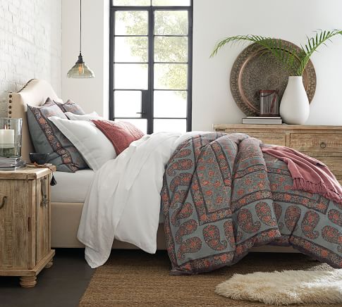 Raleigh Square Upholstered Low Storage Platform Bed | Pottery Barn