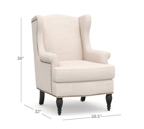 Delancey Petite Upholstered Wingback Armchair | Pottery Barn