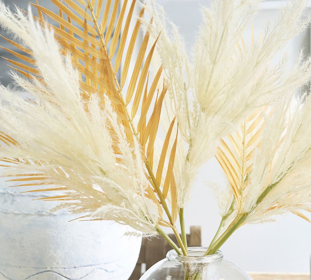 Faux Pampas and Golden Palm Leaf Bundle | Pottery Barn