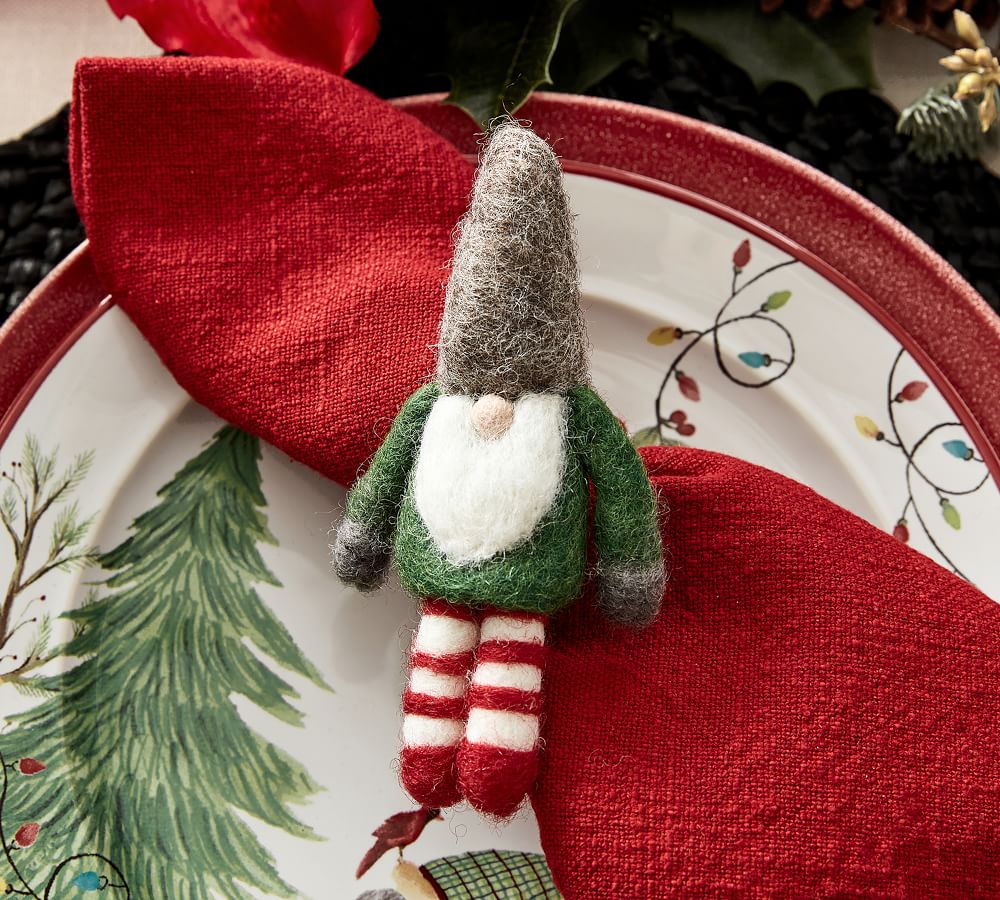 Handmade Gnome Wool Felt Napkin Rings - Set of 4 | Pottery Barn