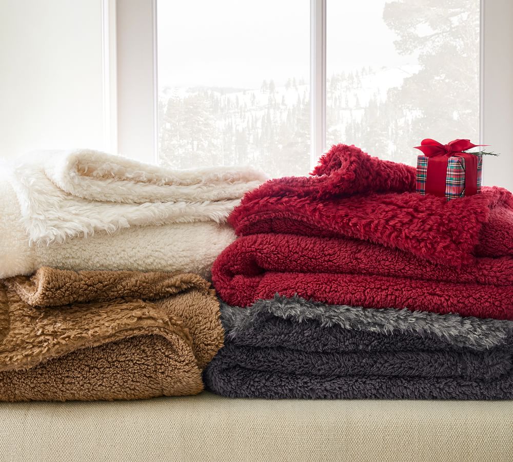 Fireside Cozy Sherpa Reversible Throws | Pottery Barn