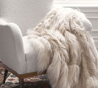 Mongolian Patchwork Faux Fur Throw | Pottery Barn