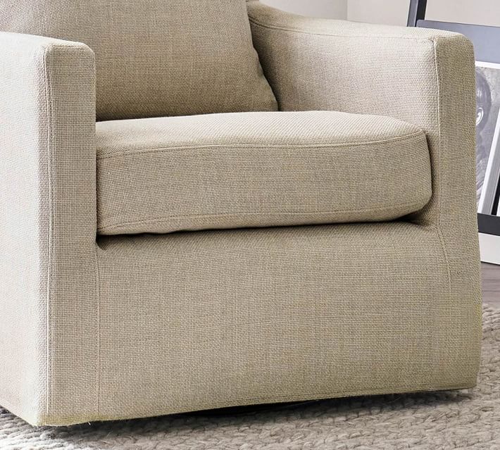 Ayden Square Arm Slipcovered Swivel Glider | Pottery Barn