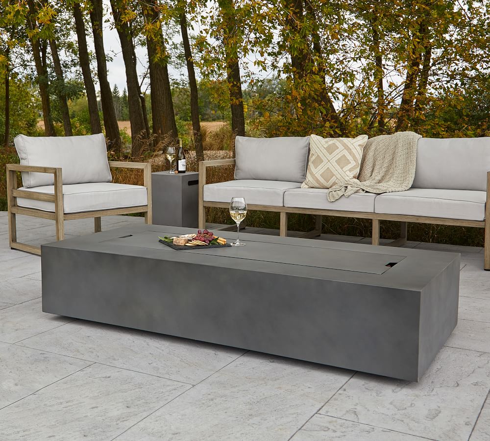 Burrows 70" X 32" Steel Rectangular Propane Fire Pit Table | Pottery Barn