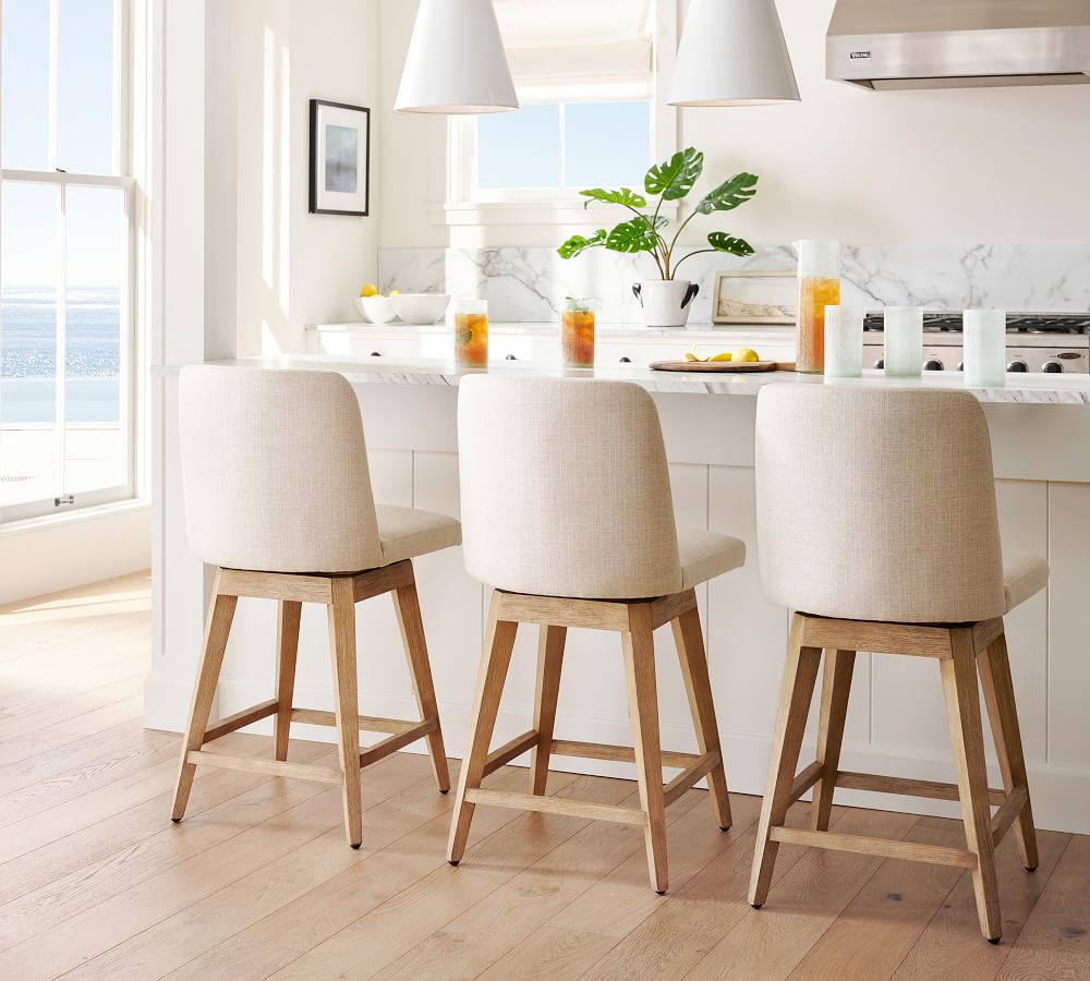 Layton Upholstered Swivel Bar & Counter Stools | Pottery Barn
