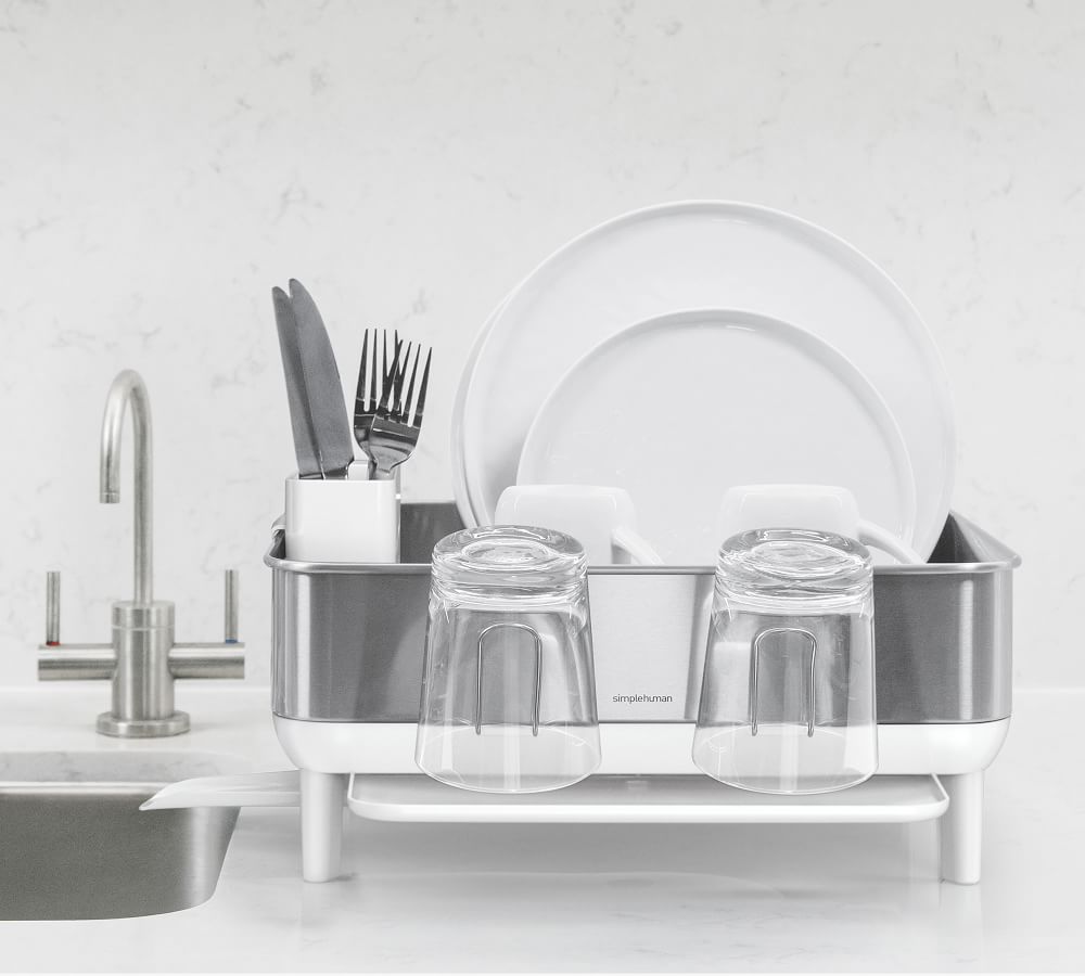 Simplehuman® Compact Steel Dish Drying Rack | Pottery Barn