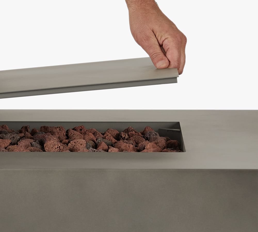 Burrows 70" X 32" Steel Rectangular Propane Fire Pit Table | Pottery Barn