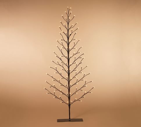 Lighted Snowy Brown Birch Tree - 6ft | Pottery Barn