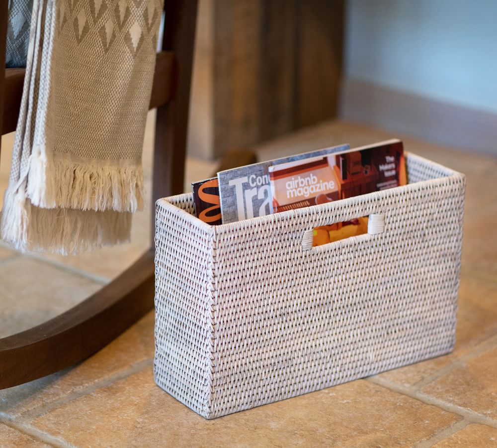 Tava Handwoven Rattan Rectangular Magazine Holder | Pottery Barn