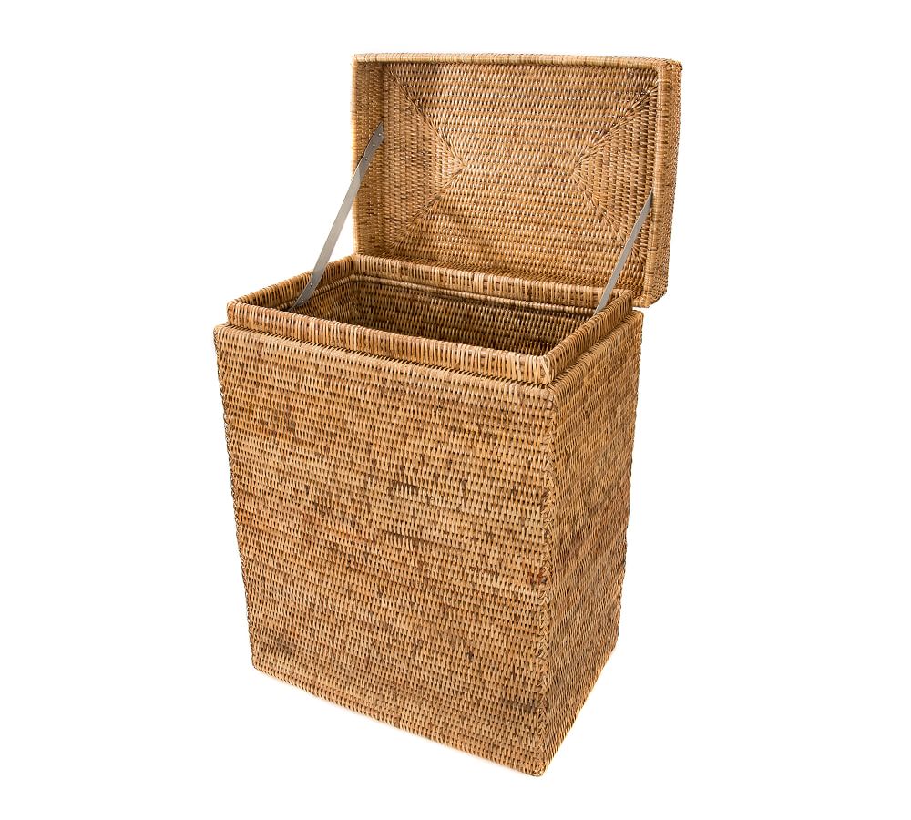 Tava Handwoven Rattan Rectangular Hinged Hamper | Pottery Barn