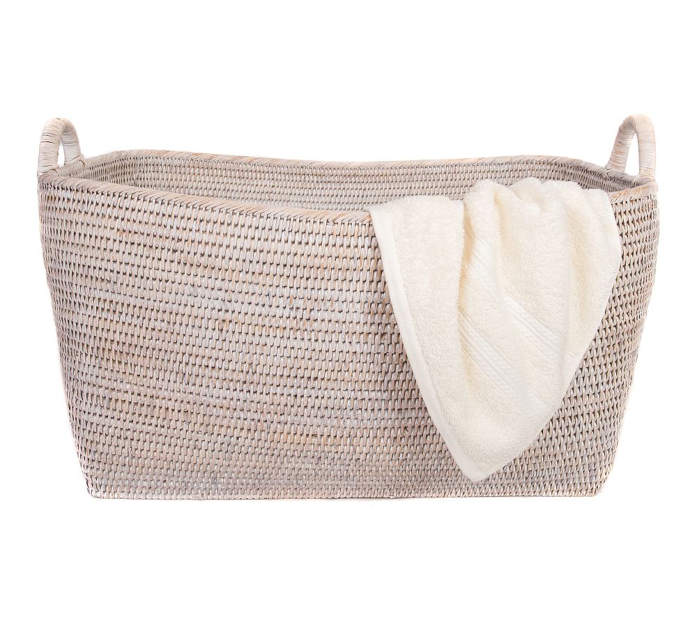 Tava Handwoven Rattan Basket With Hoop Handles | Pottery Barn