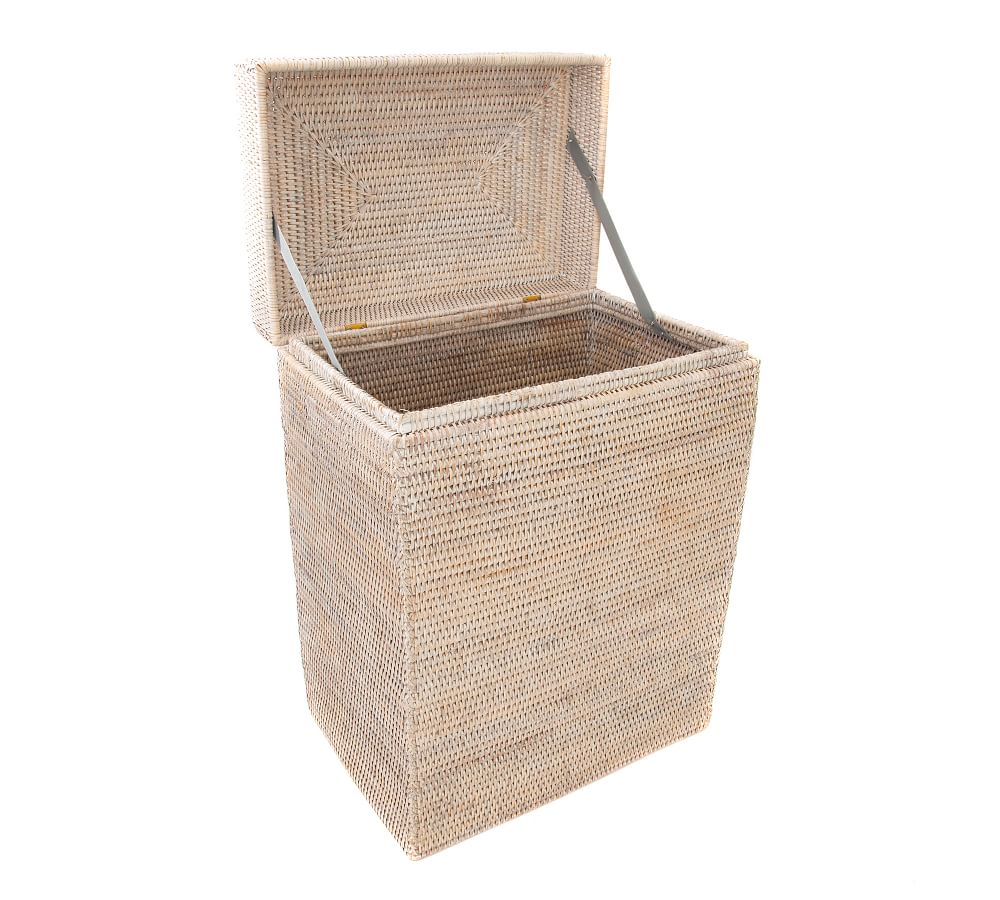 Tava Handwoven Rattan Rectangular Hinged Hamper | Pottery Barn