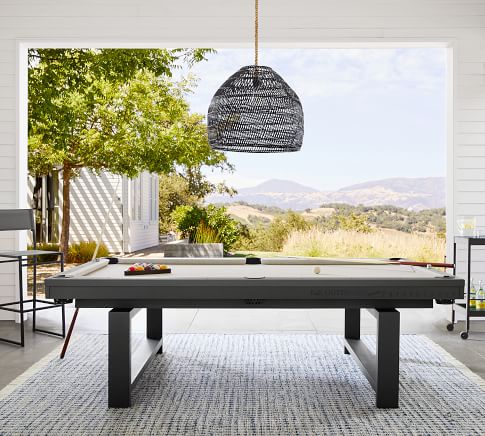 Indio Metal Convertable Pool & Dining Table Set, Slate | Pottery Barn