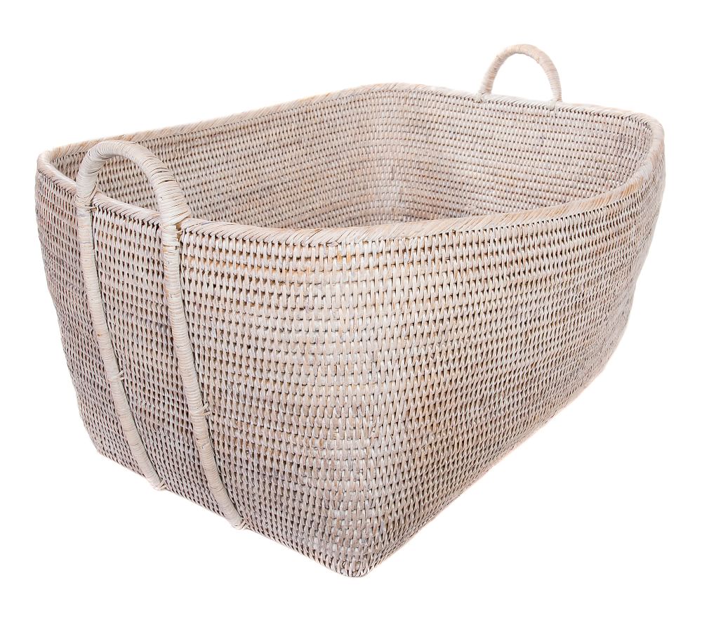 Tava Handwoven Rattan Basket With Hoop Handles | Pottery Barn