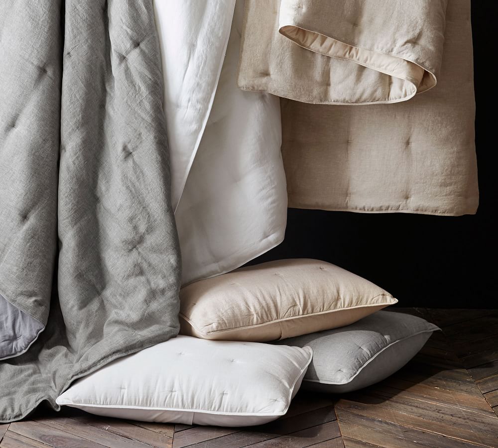 Belgian Flax Linen Comforter - White | Pottery Barn