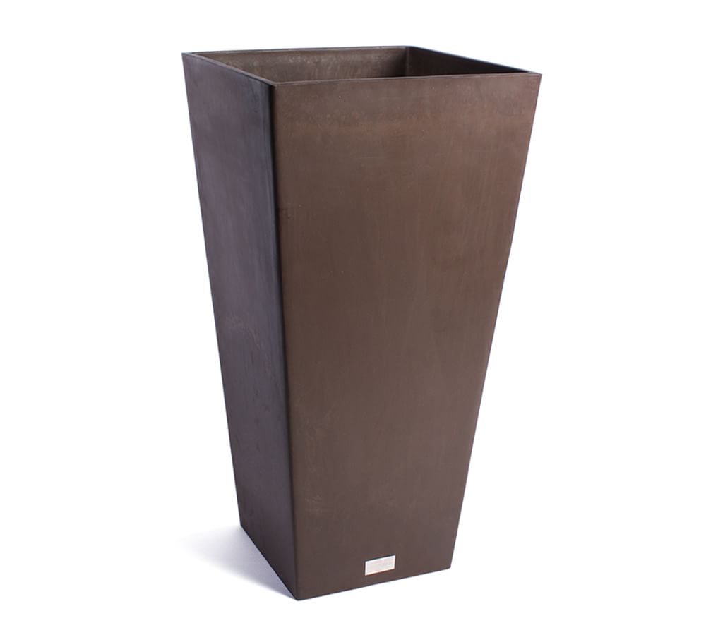 Hevea Tapered Cube Tall Outdoor Planters | Pottery Barn