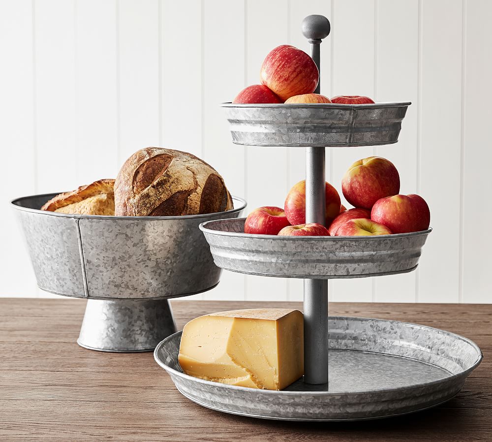 Galvanized Metal Three Tiered Stand | Pottery Barn