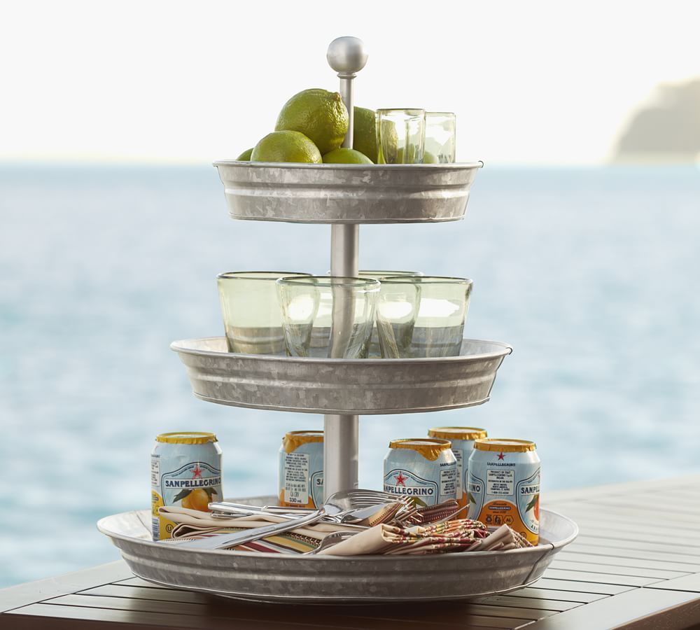 Galvanized Metal Three Tiered Stand | Pottery Barn