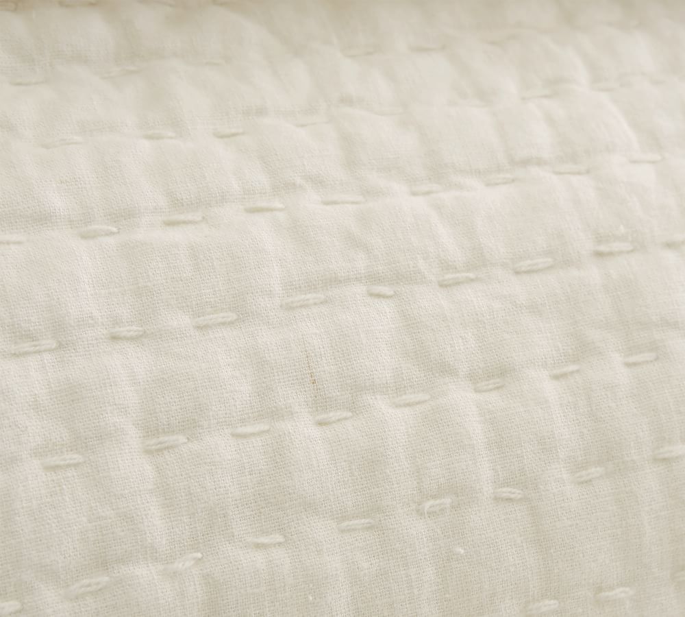 Pick-Stitch Handcrafted Cotton/Linen Quilt | Pottery Barn