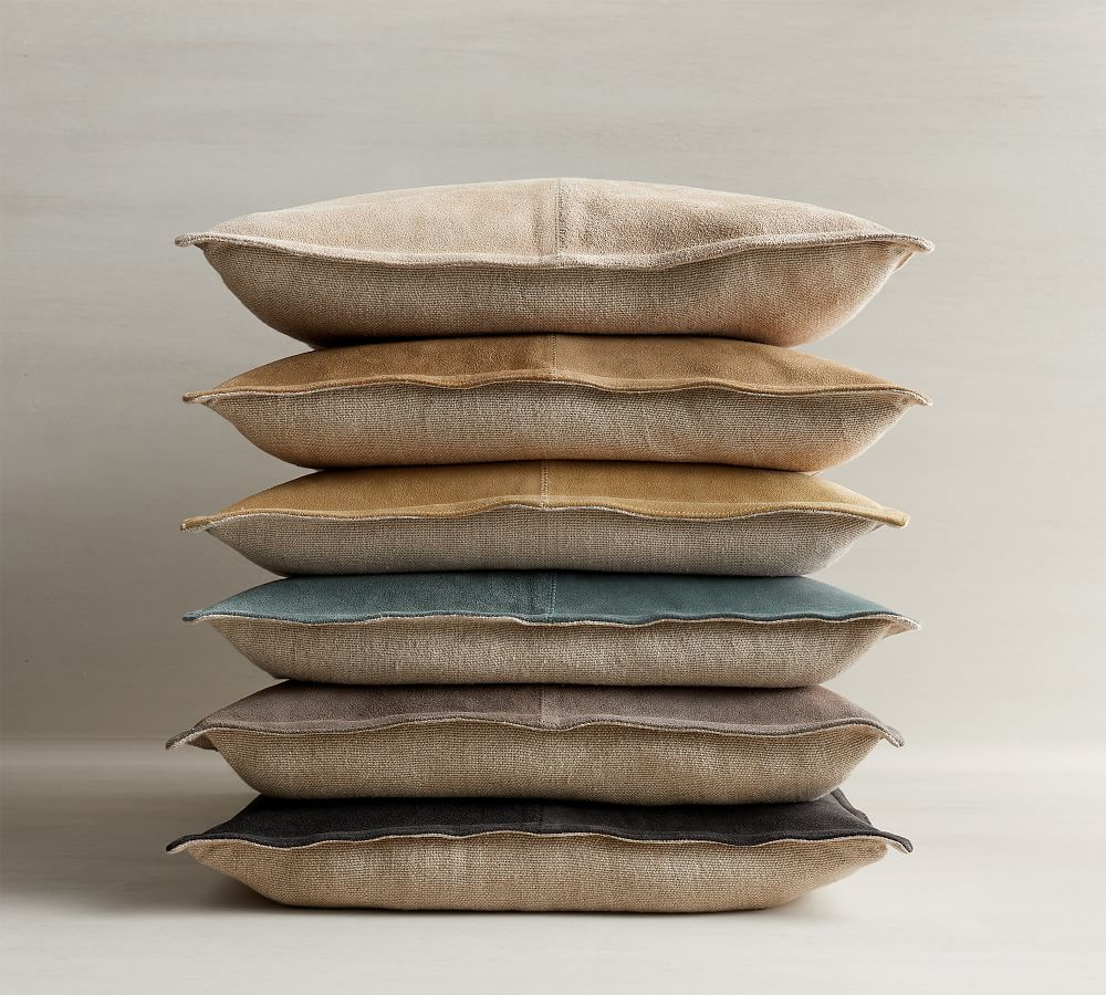 Pieced Suede Pillow Covers | Pottery Barn