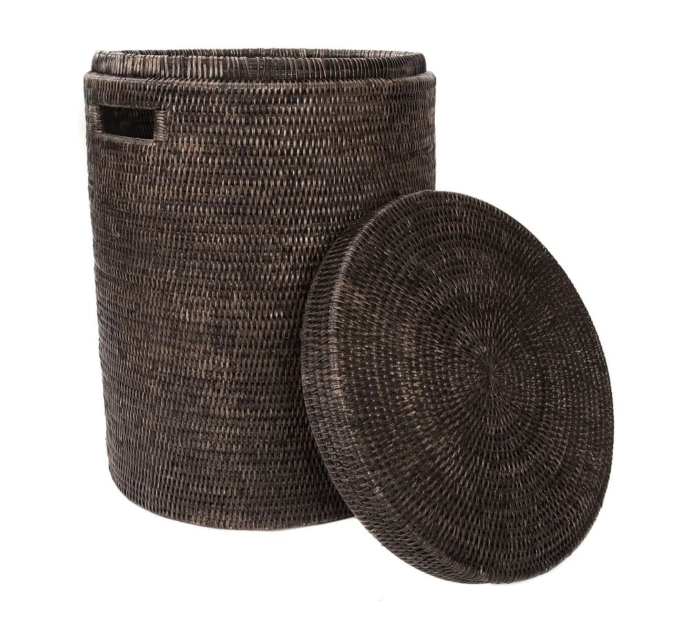 Tava Handwoven Rattan Round Hamper | Pottery Barn