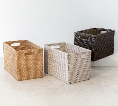 Tava Handwoven Rattan Letter File Box With Lid | Pottery Barn