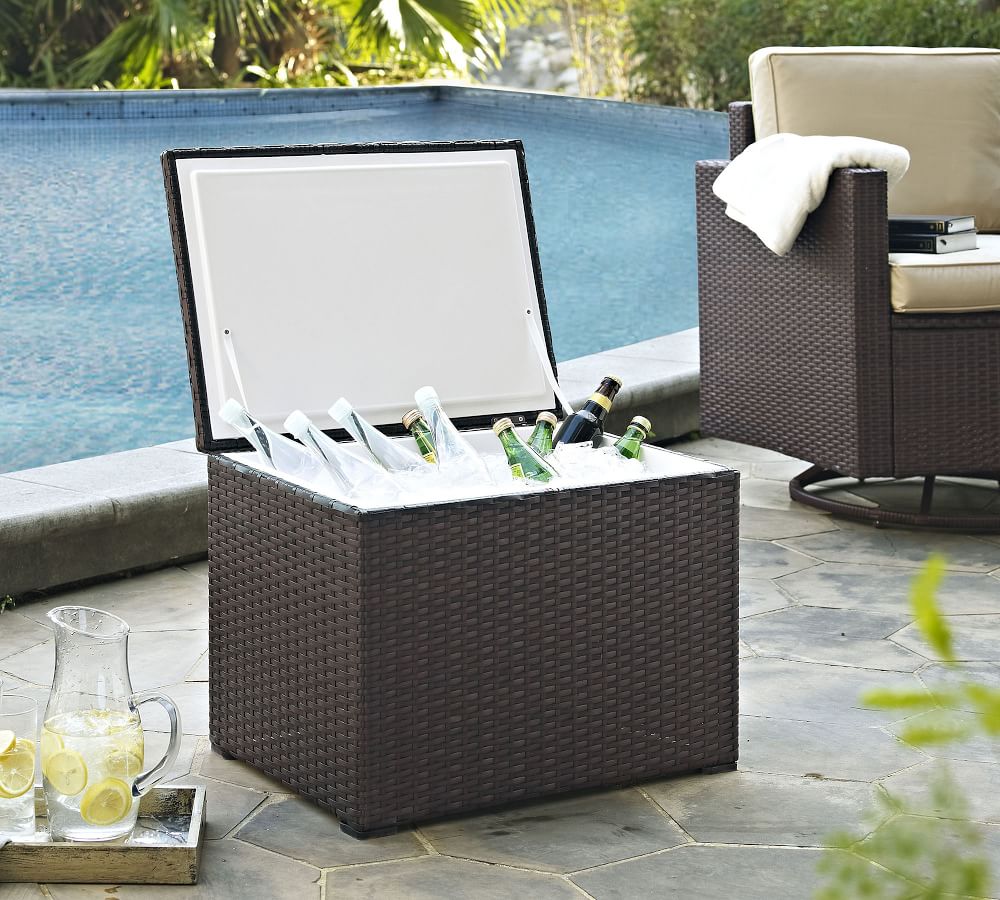 Benson Outdoor Wicker Cooler | Pottery Barn