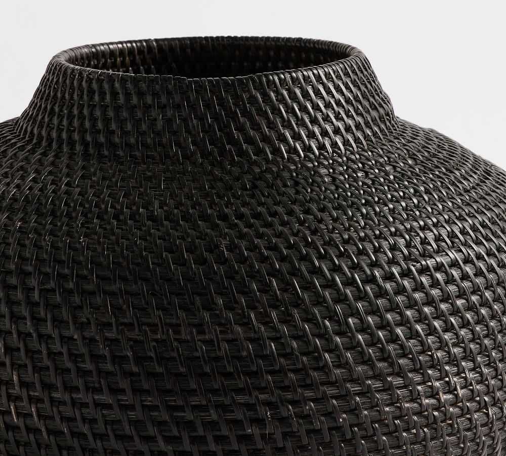 Woven Rattan Vase Collection, Black | Pottery Barn