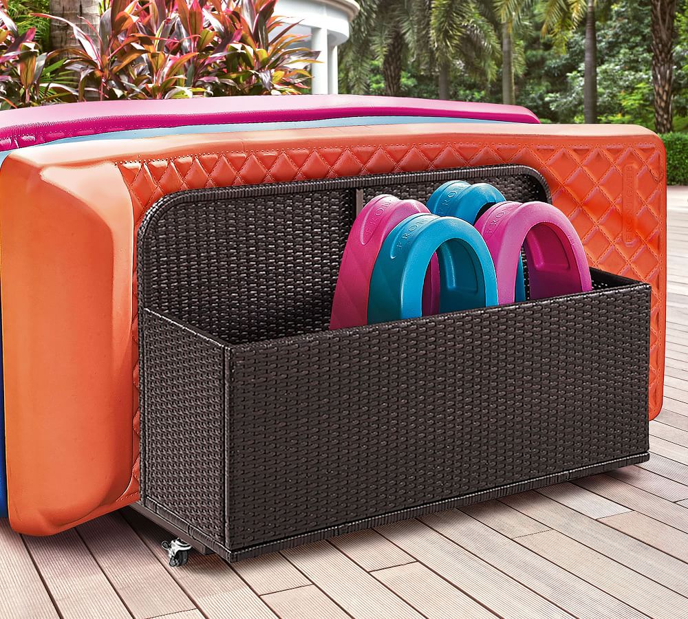 Benson Outdoor Wicker Pool Storage Caddy | Pottery Barn