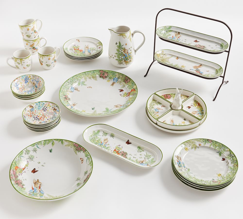 Peter Rabbit™ Floral Stoneware Appetizer Plates - Set of 4 | Pottery Barn