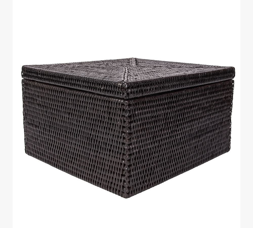 Tava Handwoven Rattan Square Storage Box With Lid | Pottery Barn