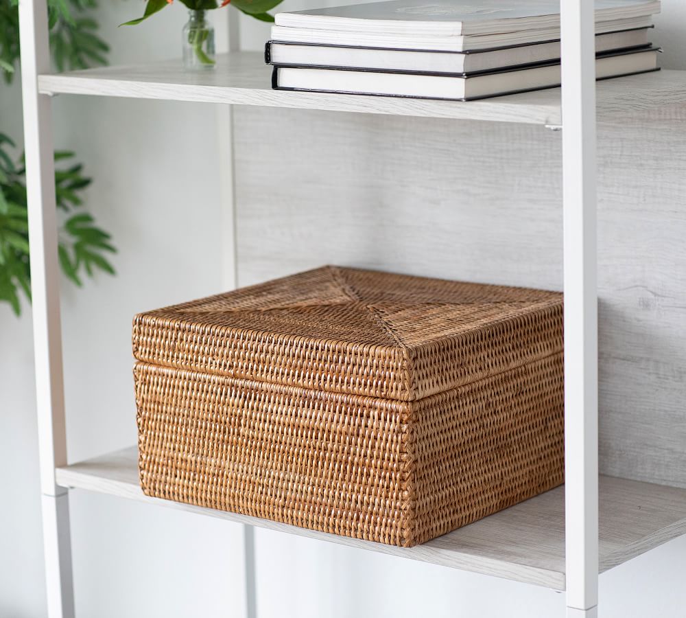 Tava Handwoven Rattan Square Storage Box With Lid | Pottery Barn