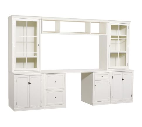 Logan Desk with 134" Bookcase Suite & Bridge | Pottery Barn