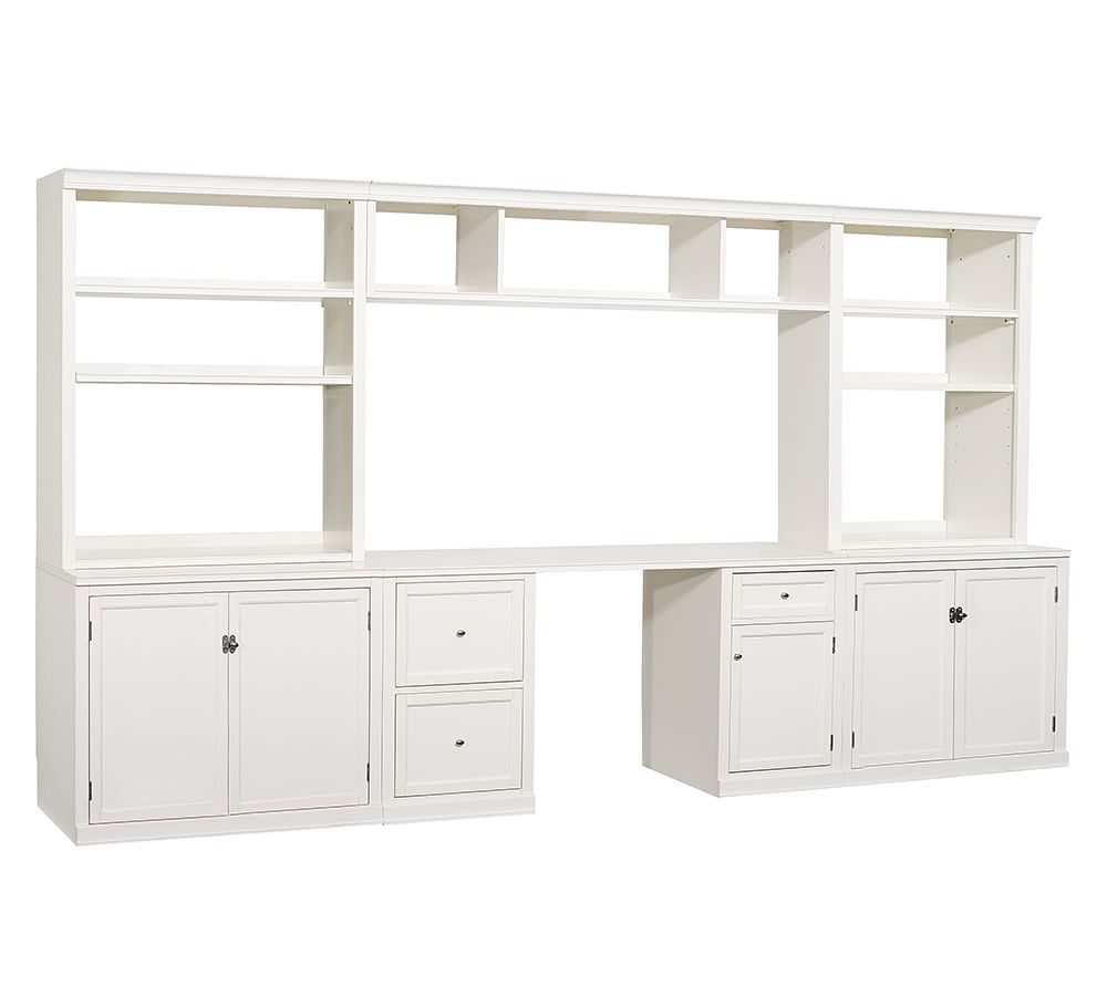Logan Desk with 134" Bookcase Suite & Bridge | Pottery Barn