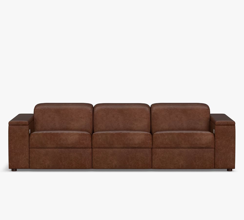 Ultra Lounge Square Arm Leather Modular Sofa | Pottery Barn